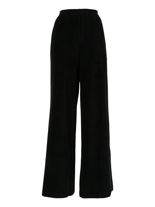 GROUND ZERO Velvet Wide-leg Trousers - Black