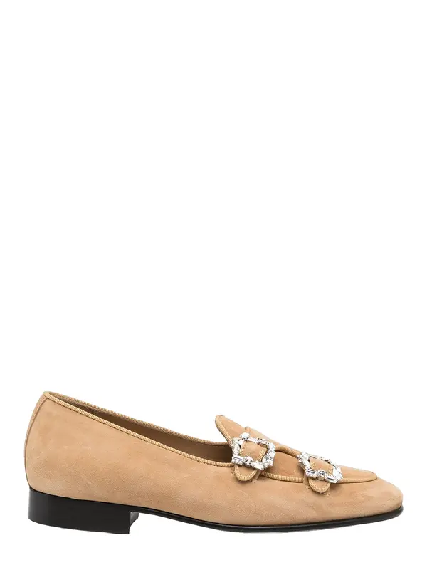 EDHEN MILANO Crystal Buckle Loafers - Brown