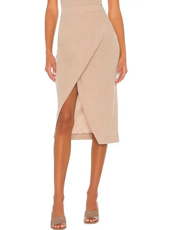Enza Costa Cashmere Midi Skirt - Khaki