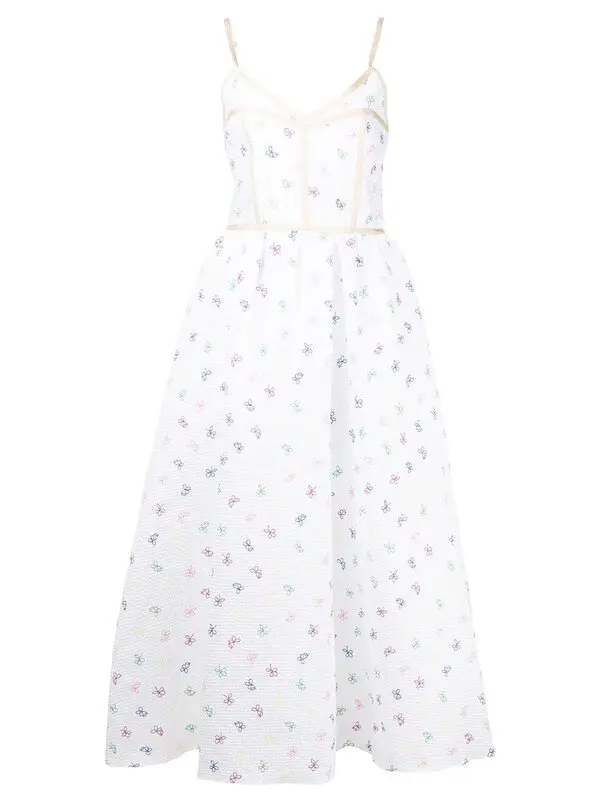 Rosie Assoulin Floral-embroidered Shift Dress - White