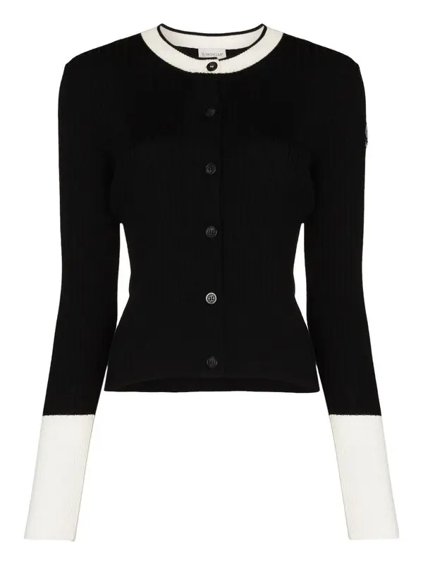 Moncler Ribbed-knit Wool Cardigan - Black