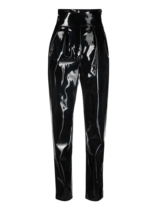 Philipp Plein High-waisted Latex Trousers - Black