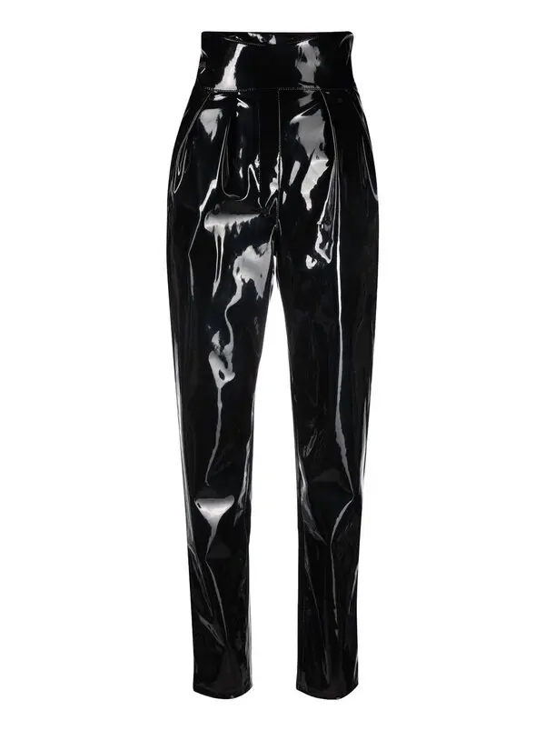 Philipp Plein High-waisted Latex Trousers - Black