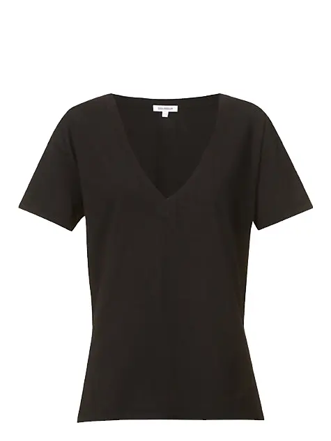 Good American V-neck Cotton-jersey T-shirt - Black001