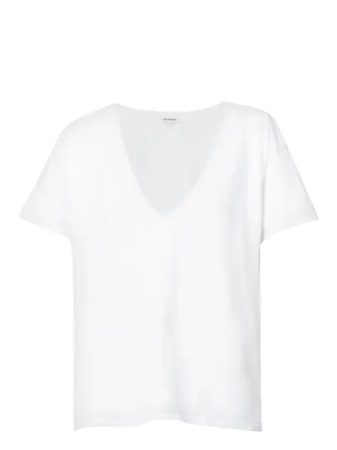 Good American V-neck Cotton-jersey T-shirt - White001