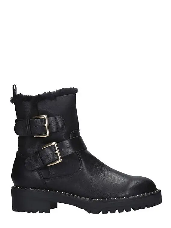 Kurt Geiger Tallulah Faux-fur Lined Buckled Boots - Black