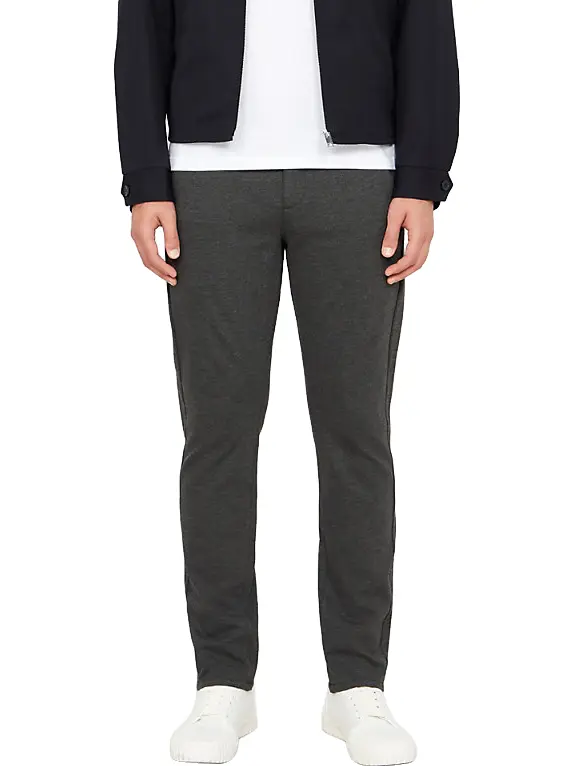 Paige Slim-fit Tapered-leg Stretch-jersey Trousers - Iced Black