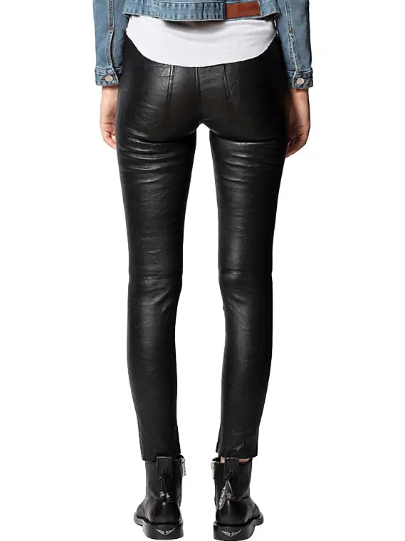 Zadig&Voltaire Phlame Crinkle-texture Leather Trousers - Noir