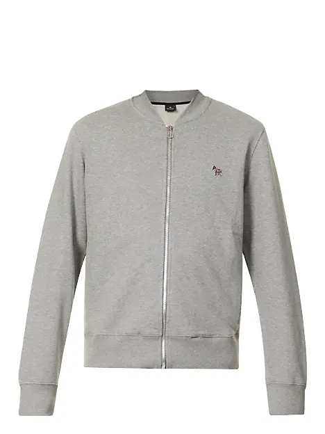 Paul Smith Zebra-embroidered Cotton Bomber Jacket - Grey Melange
