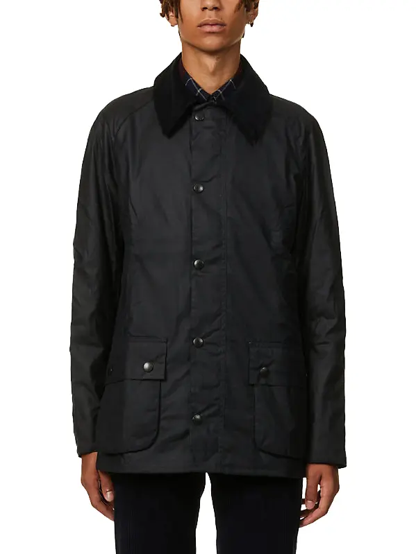 Barbour Ashby Waxed Cotton Jacket With Corduroy Trim - Navy