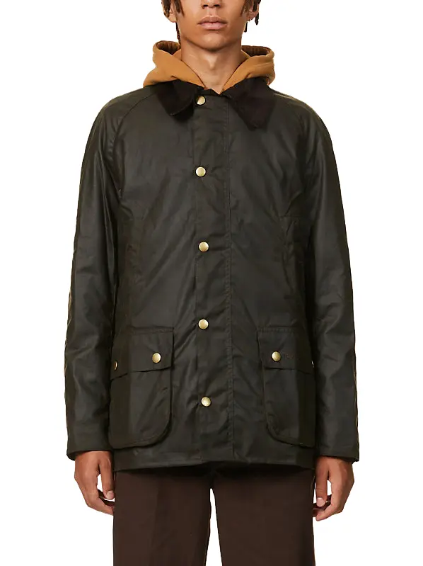 Barbour Ashby Waxed Cotton Jacket With Corduroy Trim - Olive