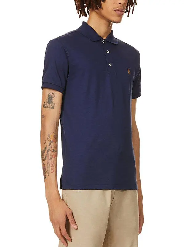 Polo Ralph Lauren Short-sleeved Logo-embroidered Custom Slim-fit Cotton-jersey Polo Shirt - French Navy