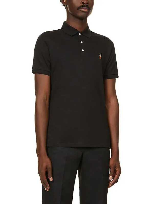 Polo Ralph Lauren Short-sleeved Logo-embroidered Custom Slim-fit Cotton-jersey Polo Shirt - Polo Black