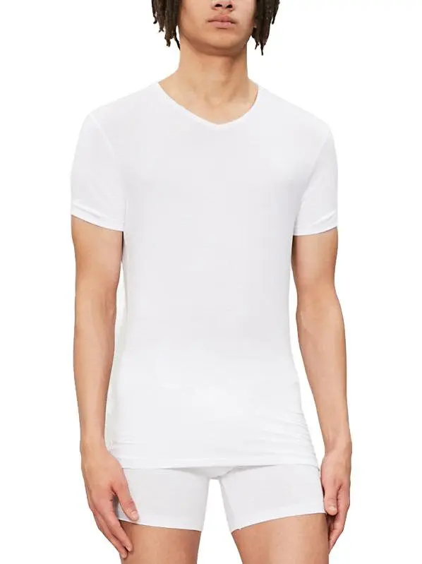 Derek Rose V-neck Modal T-shirt - White