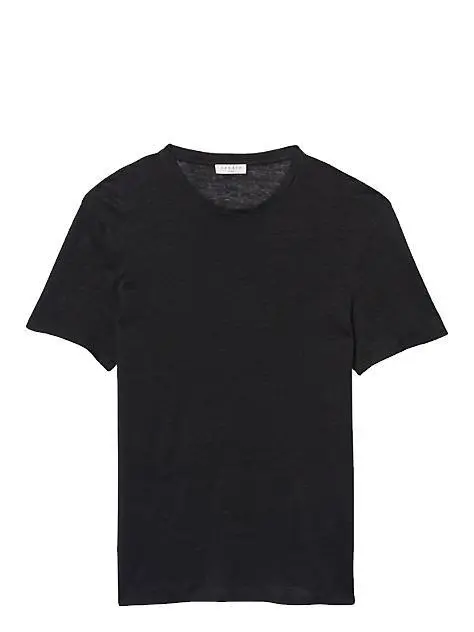 Sandro Crewneck Linen-jersey T-shirt - Black