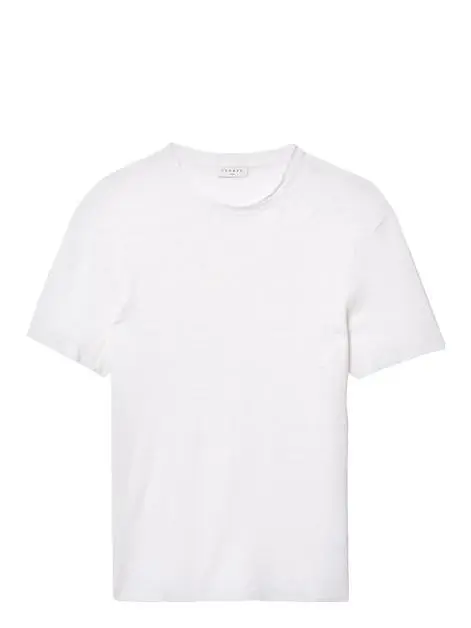 Sandro Crewneck Linen-jersey T-shirt - White