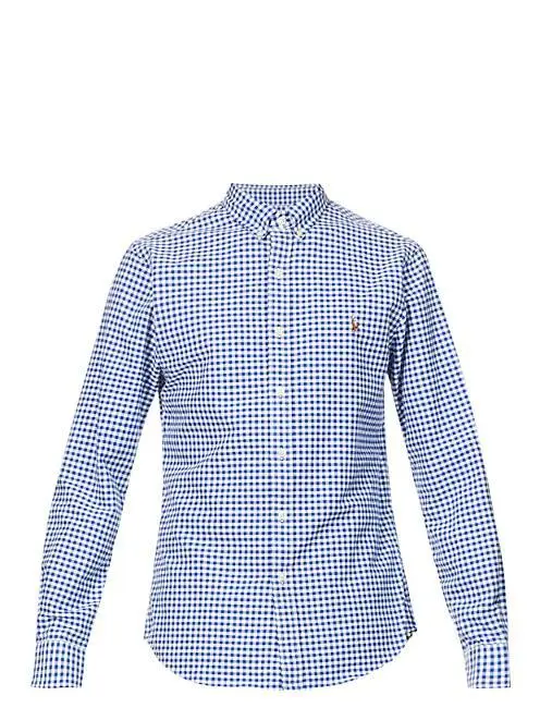 Polo Ralph Lauren Long-sleeved Button-down Slim-fit Cotton Oxford Shirt - Blue/white