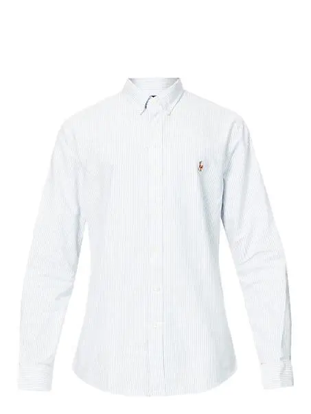 Polo Ralph Lauren Long-sleeved Button-down Slim-fit Cotton Oxford Shirt - Bsr Blue/white Stripe