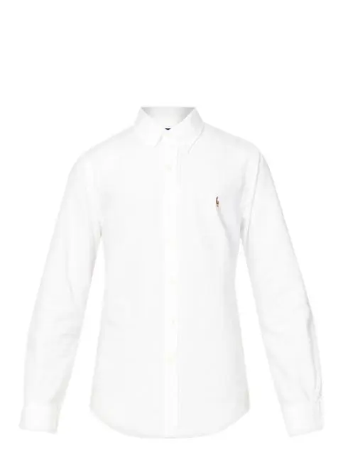 Polo Ralph Lauren Long-sleeved Button-down Slim-fit Cotton Oxford Shirt - White