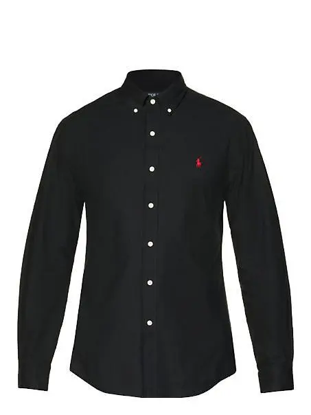 Polo Ralph Lauren Long-sleeved Logo-embroidered Slim-fit Stretch Cotton-poplin Shirt - Polo Black