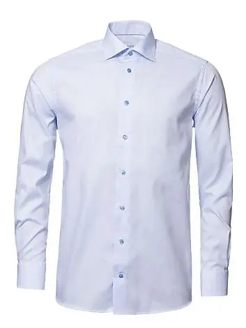 Eton Micro-print Contemporary-fit Cotton-poplin Shirt - Light Blue