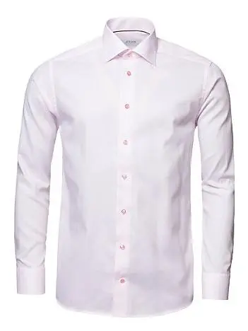 Eton Micro-print Contemporary-fit Cotton-poplin Shirt - Pink