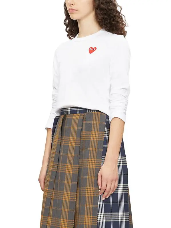 Play Comme Des Garcon Comme Des Garçons Play Heart Appliqué Cotton-jersey Top - White