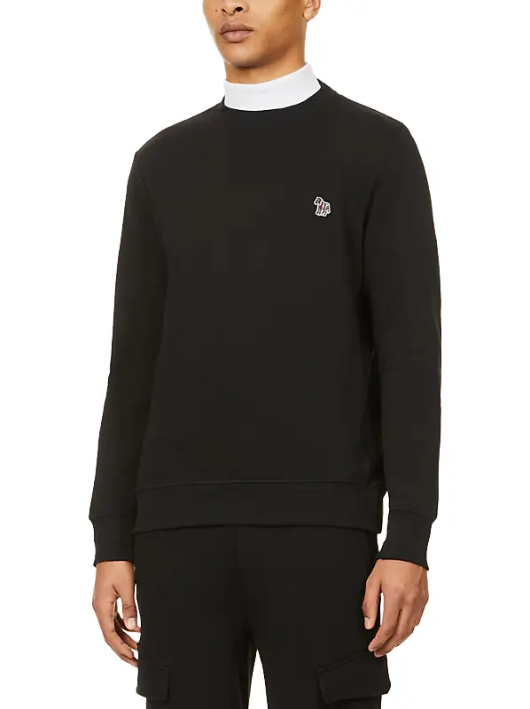 Paul Smith Zebra Brand-embroidered Cotton Sweatshirt - Black