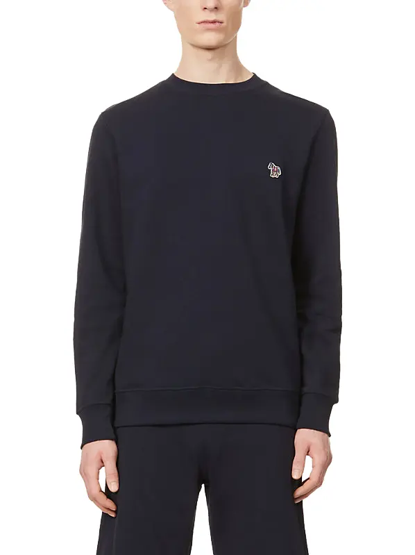Paul Smith Zebra Brand-embroidered Cotton Sweatshirt - Dark Navy