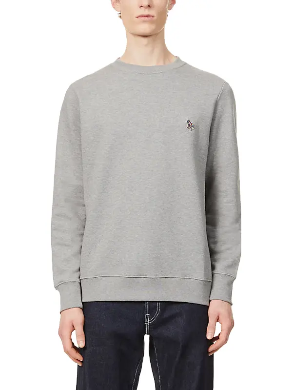 Paul Smith Zebra Brand-embroidered Cotton Sweatshirt - Grey Melange