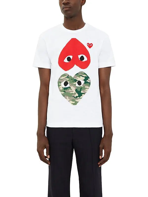 Play Comme Des Garcon Heart-print Cotton-jersey T-shirt - White