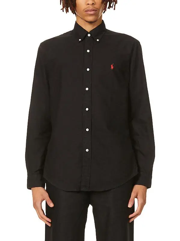 Polo Ralph Lauren Long-sleeved Garment-dyed Custom-fit Cotton Oxford Shirt - Polo Black