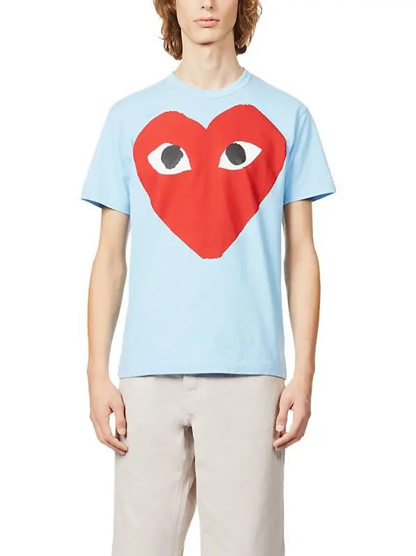 Play Comme Des Garcon Big Heart Cotton-jersey T-shirt - Blue