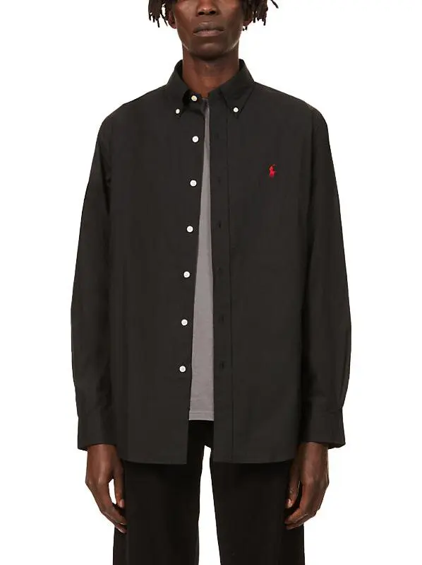 Polo Ralph Lauren Long-sleeved Logo-embroidered Custom-fit Stretch Cotton-poplin Shirt - Polo Black