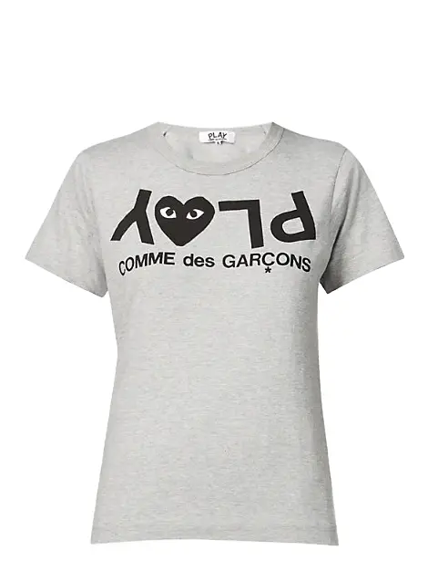 Play Comme Des Garcon Logo-print Cotton-jersey T-shirt - Grey