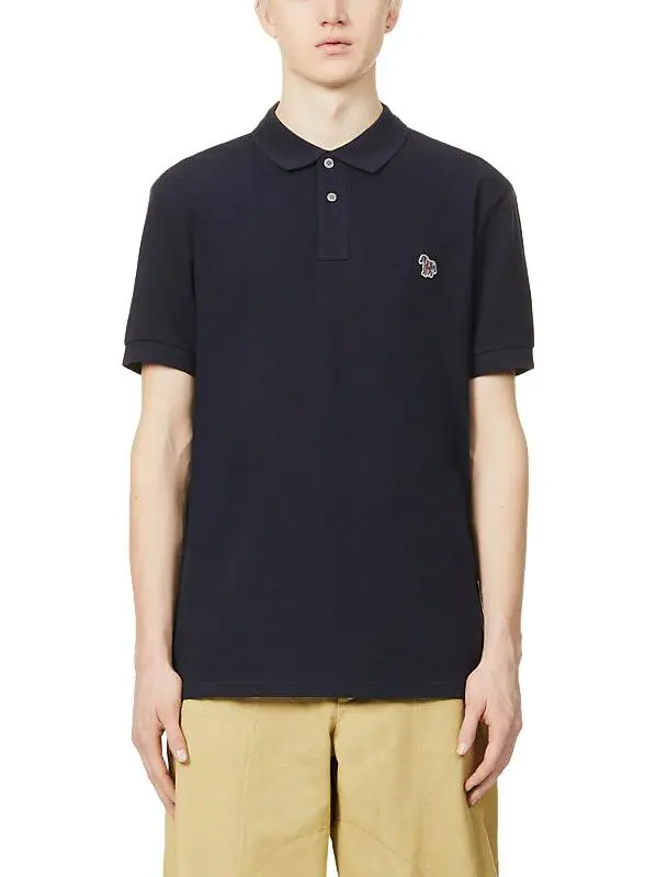 Paul Smith Zebra-embroidered Cotton-piqué Polo Shirt - Dark Navy
