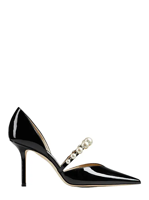 JIMMY CHOO Aurelie 85 Pearl-embellished Courts - Black/white