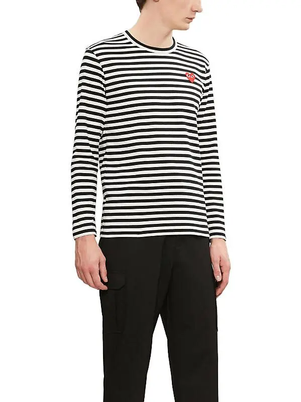 Play Comme Des Garcon Striped Cotton Jumper - Black