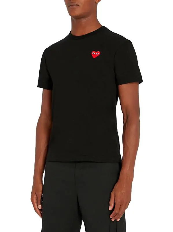 Play Comme Des Garcon Heart Logo-embroidered Cotton-jersey T-shirt - Black