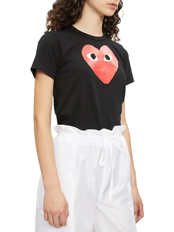 Play Comme Des Garcon Heart-print Cotton-jersey T-shirt - Black