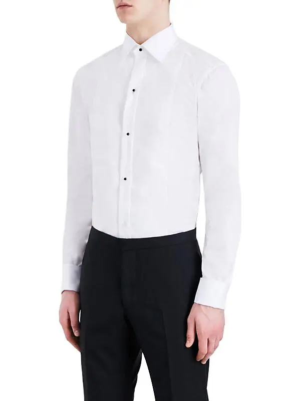 Eton Pleated-panel Double-cuff Slim-fit Cotton Evening Shirt - White