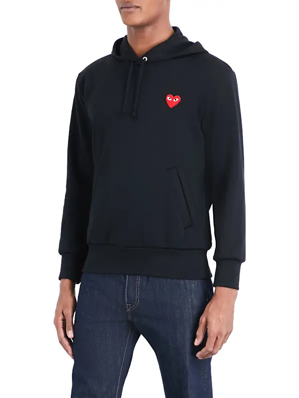 Play Comme Des Garcon Heart-appliquéd Stretch Hoody - Black