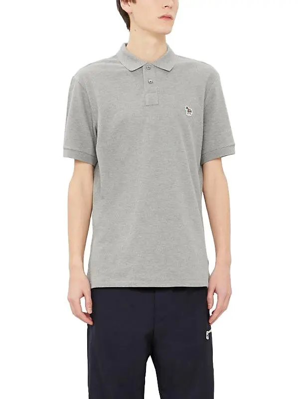 Paul Smith Zebra-appliquéd Cotton-piqué Polo Shirt - Grey Melange