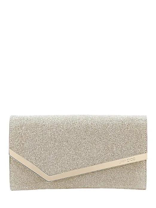 JIMMY CHOO Emmie Glittered Clutch - Platinum Ice