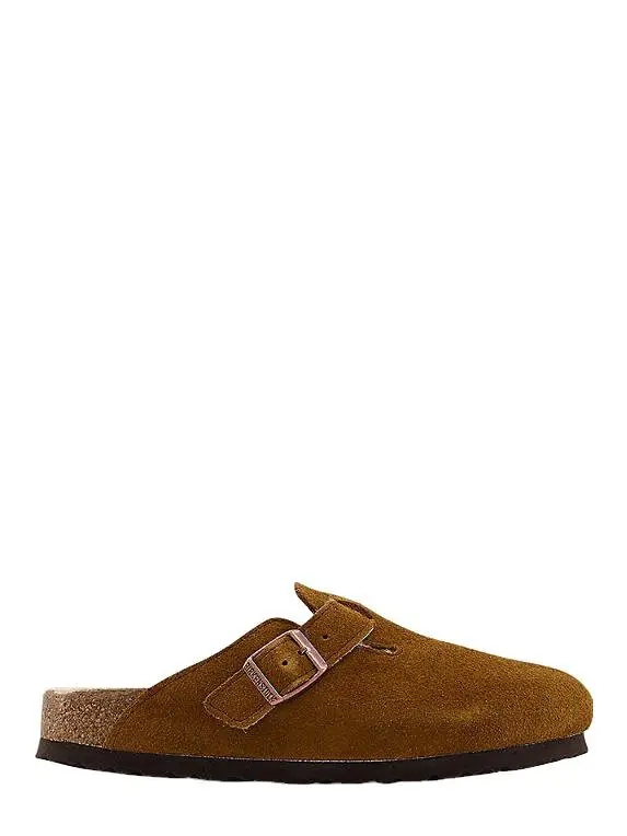 BIRKENSTOCK Boston Buckle-detail Suede And Shearling Sandals - Mink