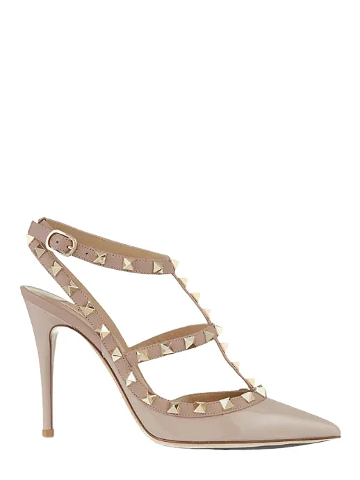 Valentino Garavani So Noir Rockstud Patent-leather Heeled Sandals - Nude