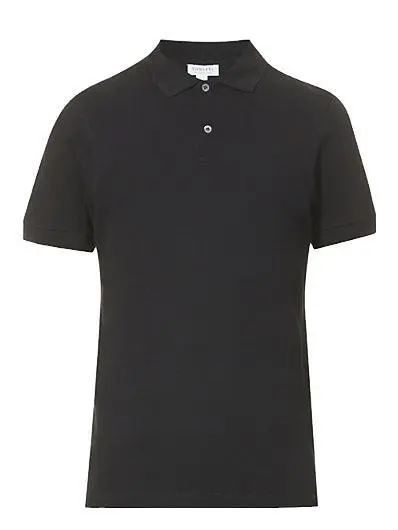 Sunspel Short-sleeved Cotton- Piqué Polo Shirt Xxl - Black