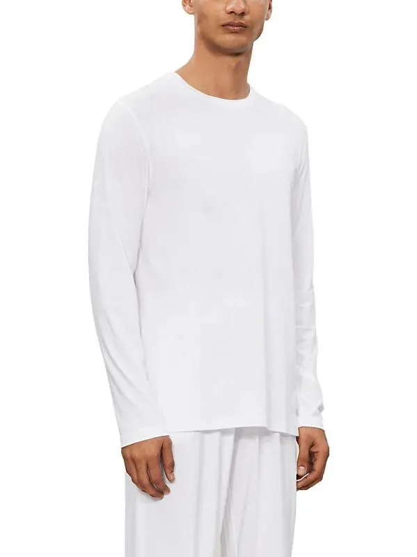 Derek Rose Basel Long-sleeved Stretch-modal T-shirt - White