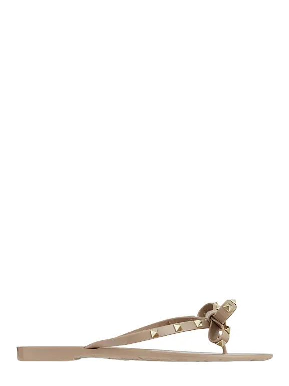 Valentino Garavani Rockstud-embellished Flip-flops - Nude