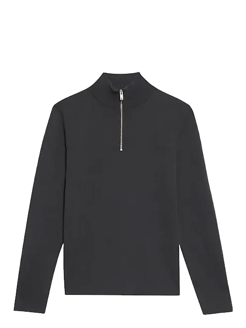 Sandro Half-zip Wool Jumper - Noir / Gris